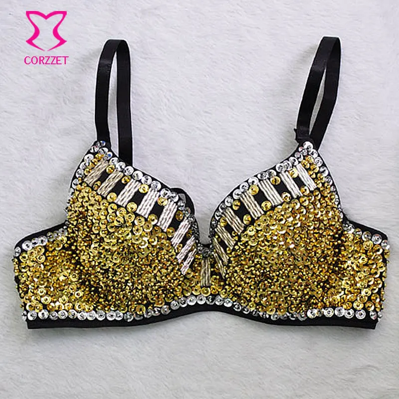 Top Lingerie Brand Gold Beading&Sequined Super Push Up Bra Underwear ...