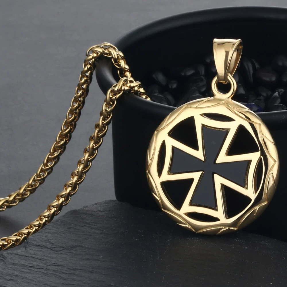 Silver Color Women Men Maltese Cross Pendant Necklaces Stainless Steel ...