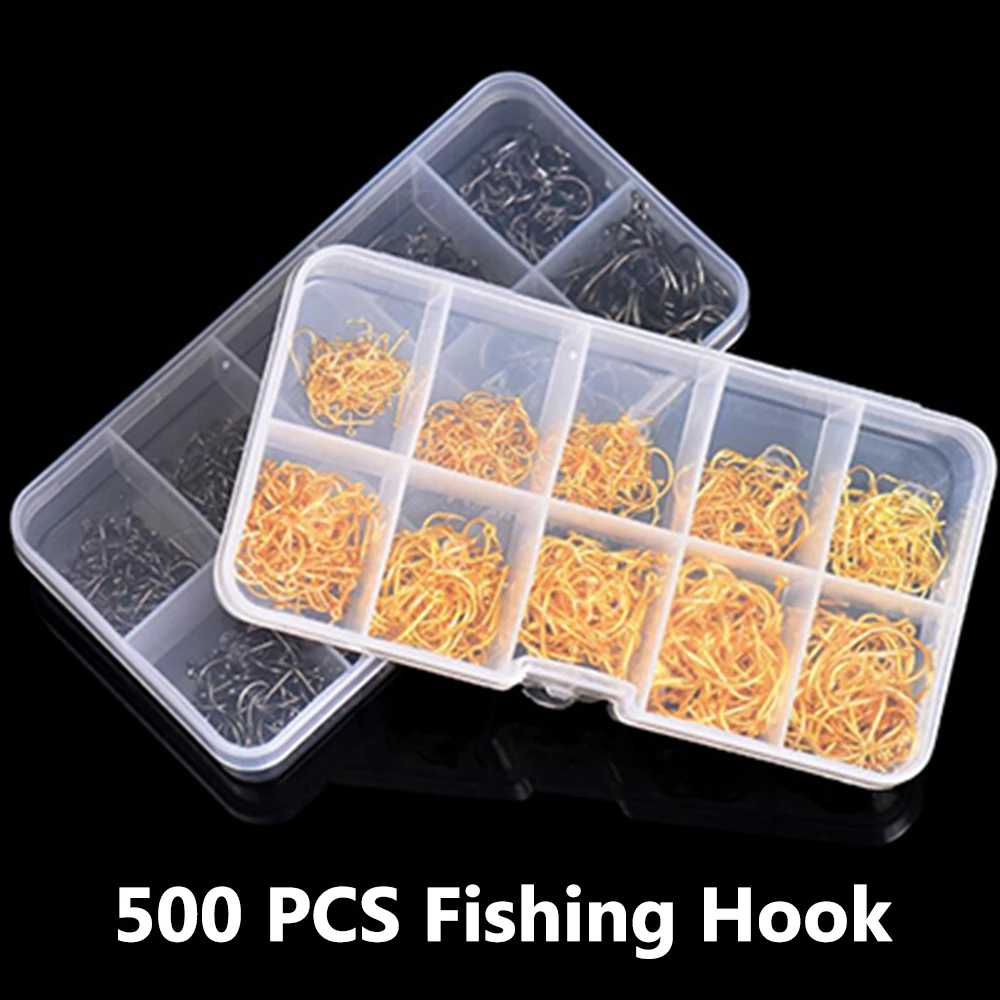 500PCS High Carbon Steel Barbed Fish Hook Baitholder Fishing Hooks Worm ...