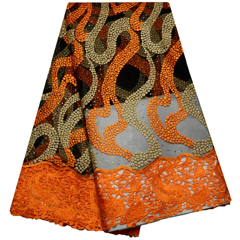Aliexpress.com : Buy Orange Color African Lace Fabric 2016 Embroidered ...