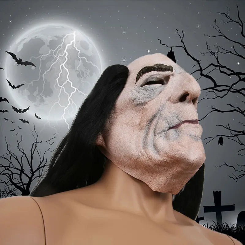 JNTworld Mens Old Man Deluxe Uncle Creepy Latex Mask Old Man Costume ...