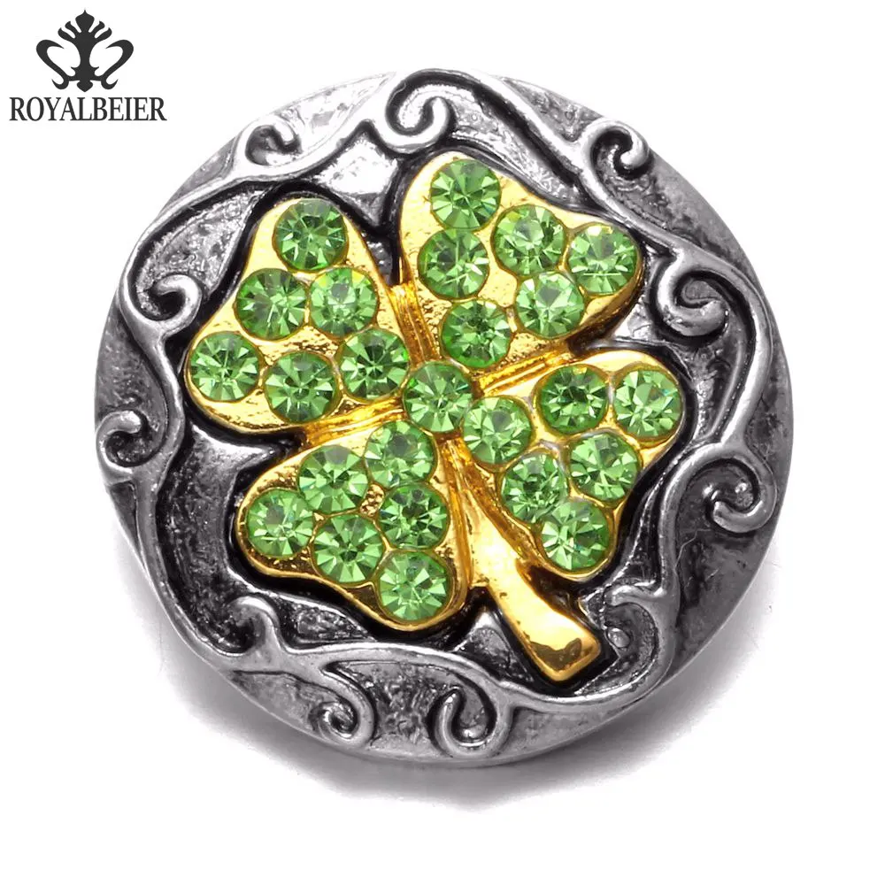 RoyalBeier 10pcs/lot Rhinestone Lucky Clover Shape Metal Charms 18mm ...