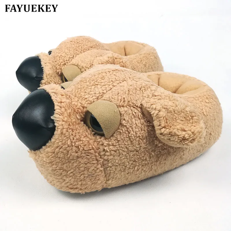 Fayuekey Home Cartoon Dog Warm Plush Slippers Cotton Soft Funny Animal ...