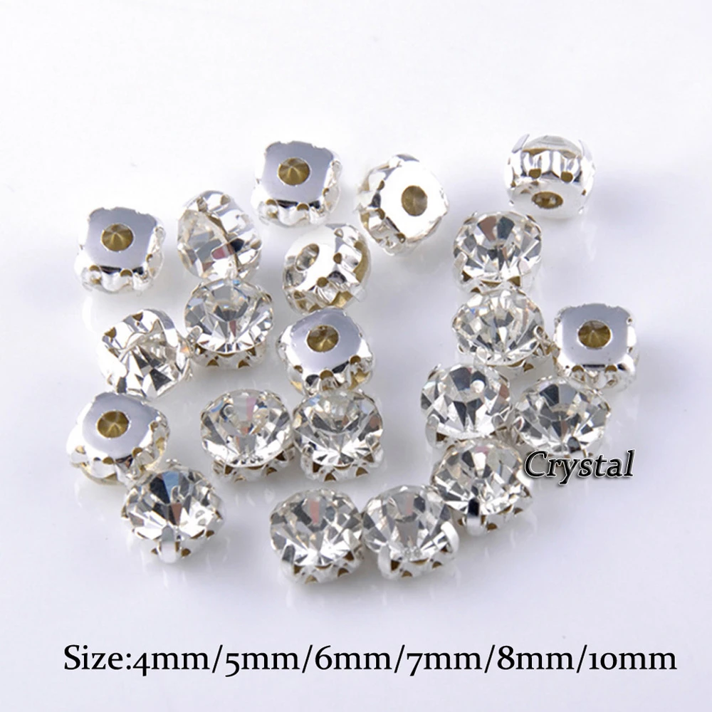 SS12 SS40 Crystal Glass Stones Silver Claw Cup Rhinestones Strass ...