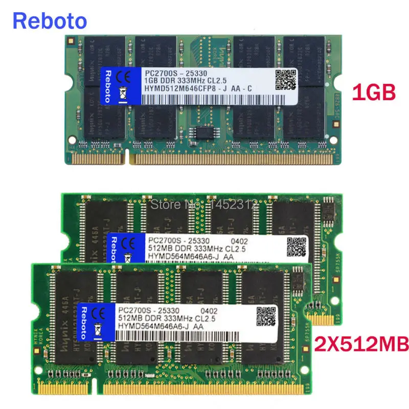 1GB 2 X512MB 333MHz PC2700 DDR 333 200pin SODIMM Laptop Notebook Memory ...