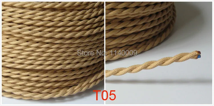 Câble-fil,2 Core 2 Vintage recouvert de tissu câble torsadé fil ...