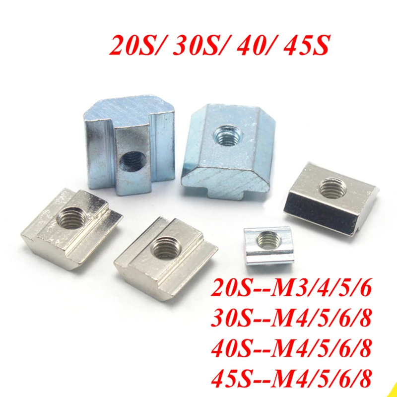M3 M4 M5 M6 Slide Square Nuts T Hammer Head Sliding Nut for 2020 3030 4040 4545 Aluminum Profile ...