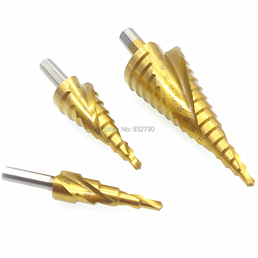 3pcs Large Hss Step Cone Drill Titanium Bit Set Hole Metal Cutter Step ...