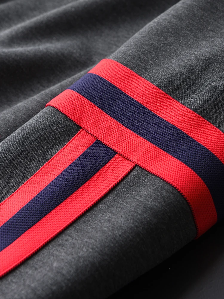 Minglu/Мужская толстовка, роскошный дизайн с боковой лентой ...