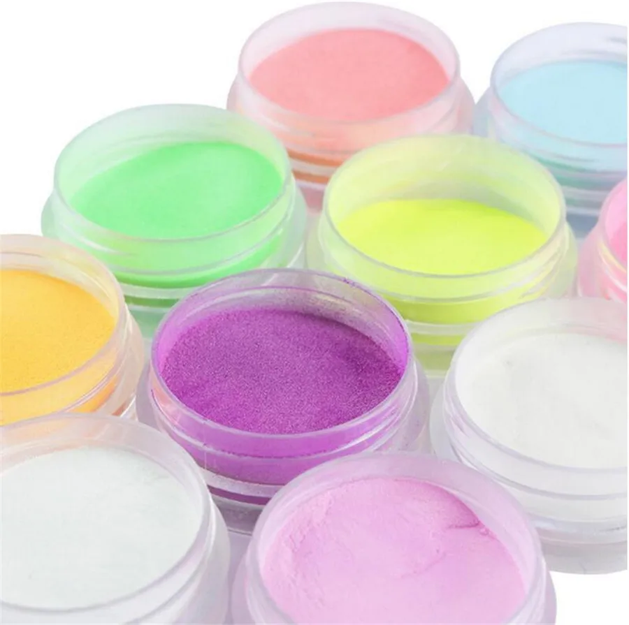 12PCS Neon Colors Phosphorescent Luminescent Fluorescent Powder Glow In ...