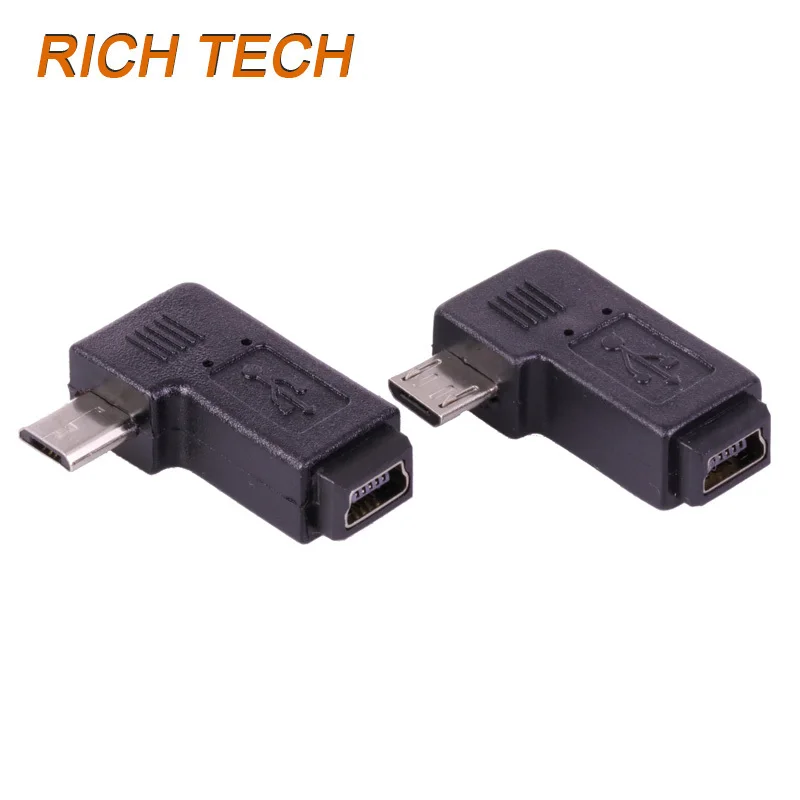 100pcslot 5 Pin Micro Usb Male Plug To 5 Pin Mini Usb Female Jack Right Angle Adapter Micro To