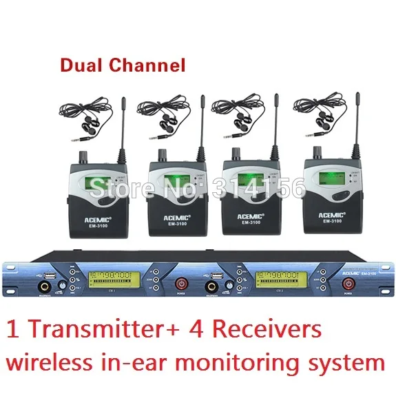 ACEMIC EM 3100 UHF frequency Dual channel wireless in ear monitor ...