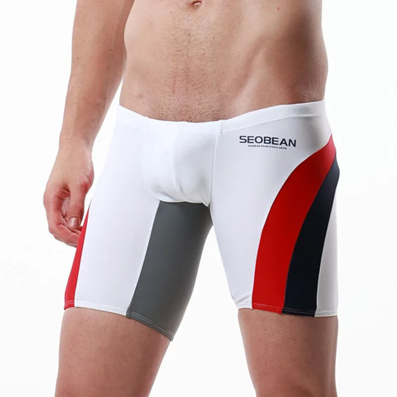 Ckahsbi Hot Sale Swimwear Men Breathable Letter Print Swimsuits White Swim Trunks Boxer Briefs