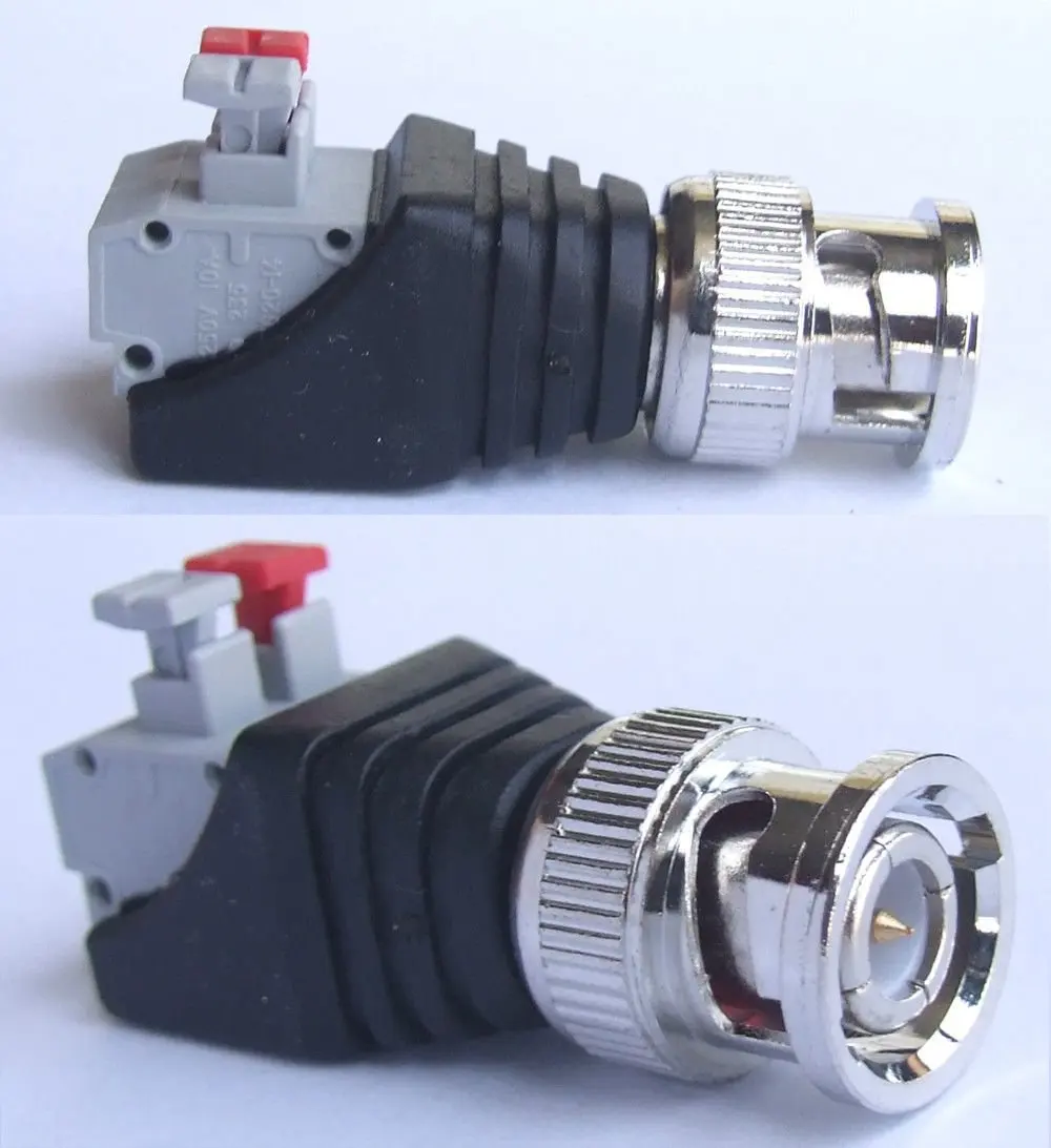 50PCS BNC Male Crimp Terminals Cables for CCTV Video Monitor twisted ...