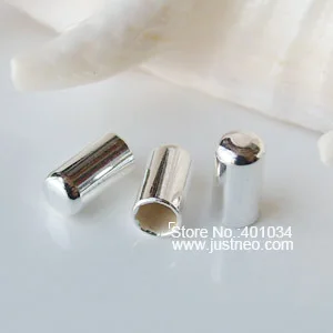 Solid 925 sterling silver cord end tips tube with 2mm hole,top sealed ...