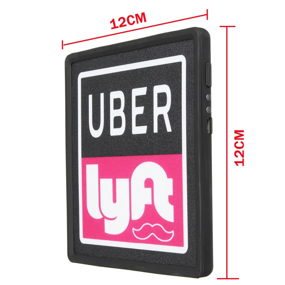 For UBER LYFT LED USB Rechargeable Car Flashing Light Sticker Bright ...