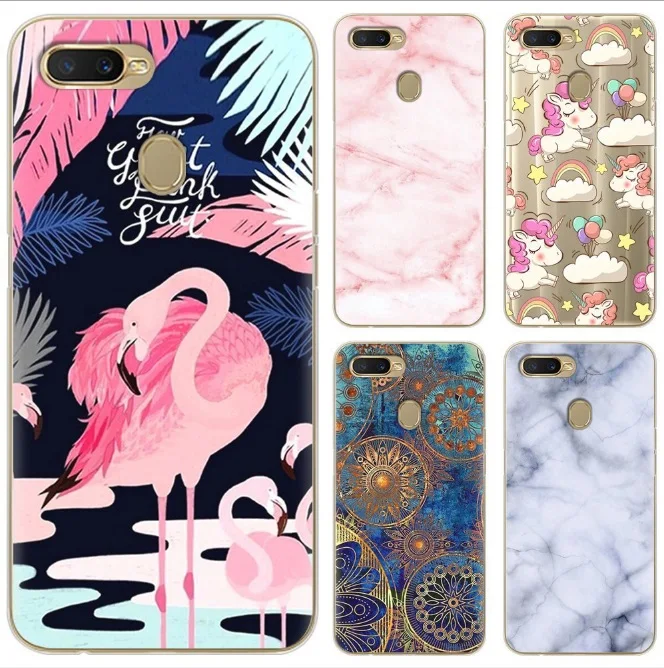 For Oppo A7 Case Dream Catcher Flamingo Marble Scale Painted Soft TPU ...