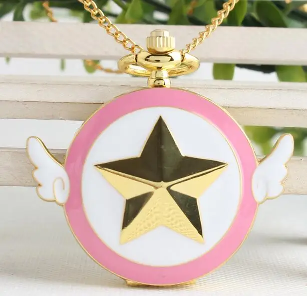 NEW Gold Tone Cartoon Anime Cardcaptor Sakura Star Wing Pocket Watch ...