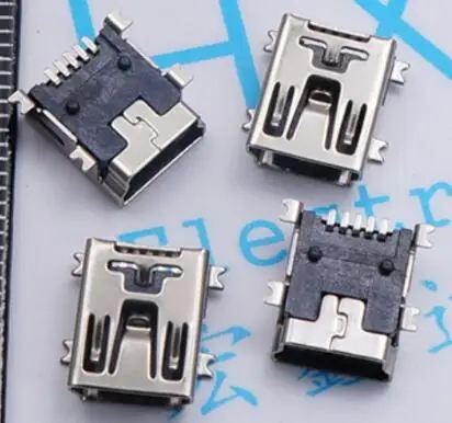 50 PÇS/LOTE Tomada USB MINI USB 5 P fêmea Conector SMD Mini Interface ...