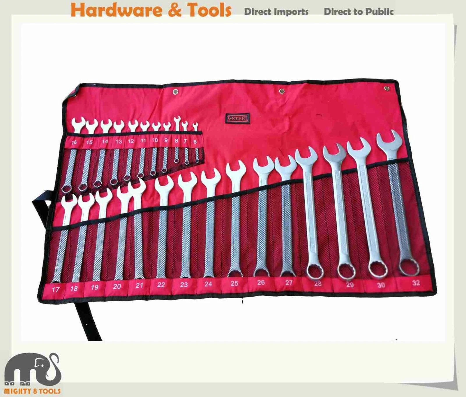 26pc Toolux 6-32mm German Din Cr-v Hi-torq Slim Combination Ring Open ...