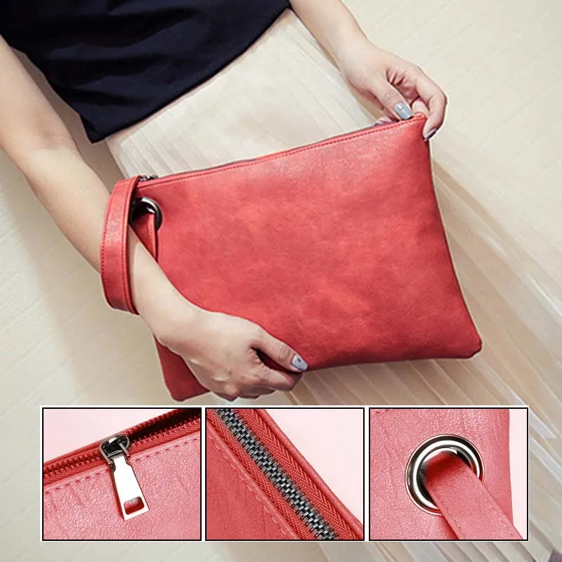 Simple Fashion Women Handbag Solid Color Clutch Bag Leather Envelope ...