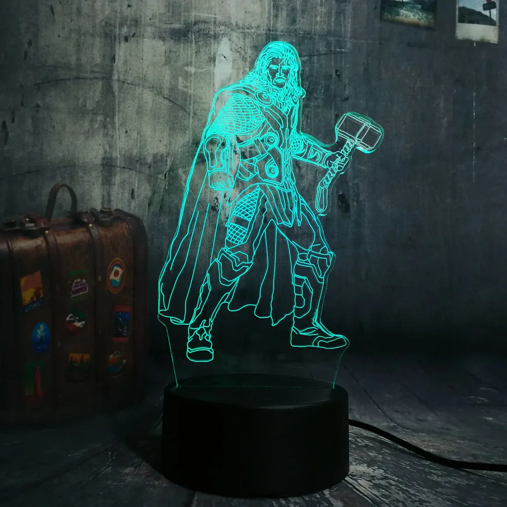 New Marvel Thor Cool Super Hero RGB 3D LED Night Light Desk Lamp ...