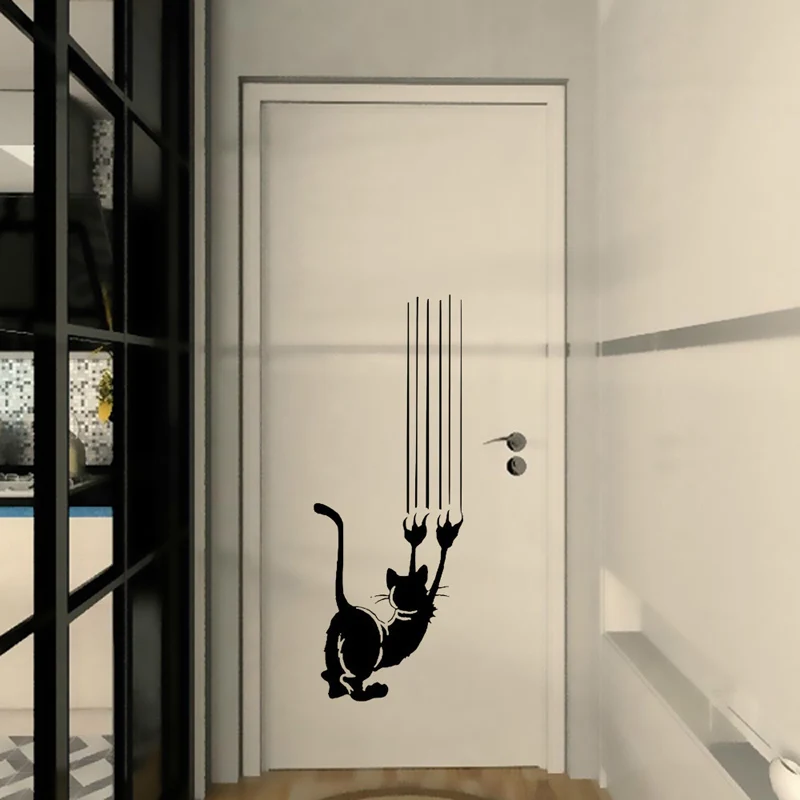 Cute Cat Wall Sticker Door/Wall Home Decoration Living Room Background ...