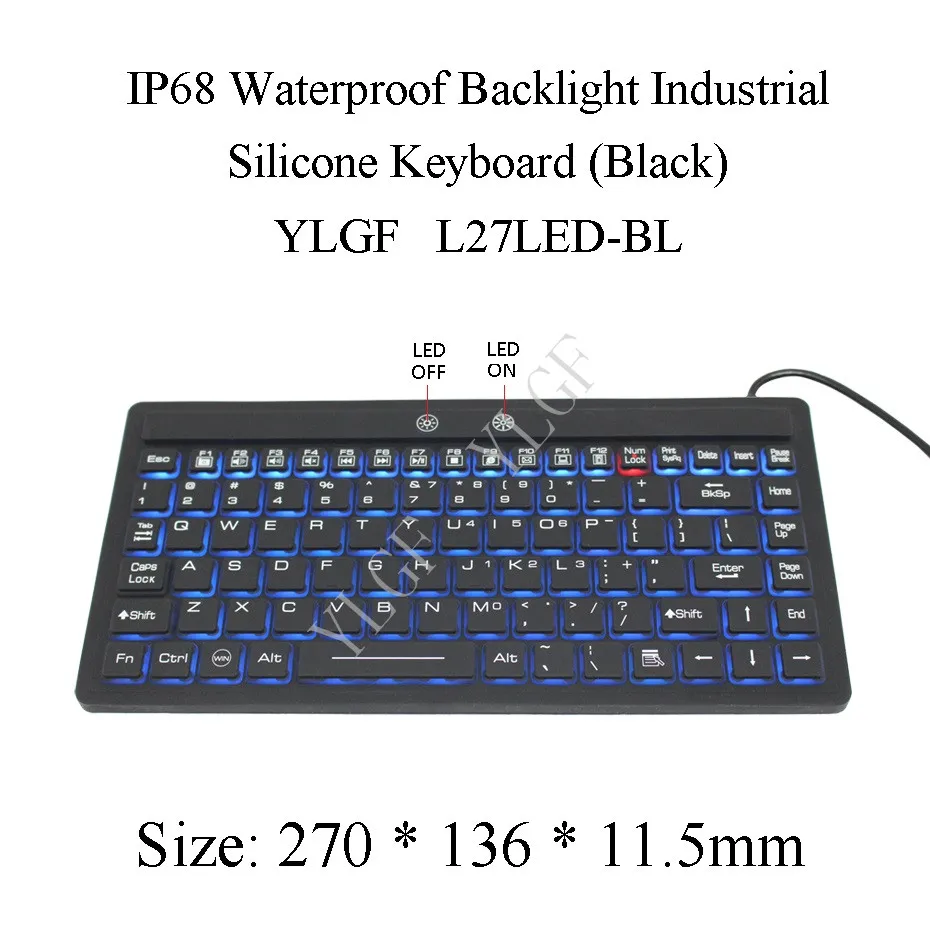 Ylgf L27led-bl Ip68, Waterproof Keyboard, Industrial Keyboard, Silicone ...