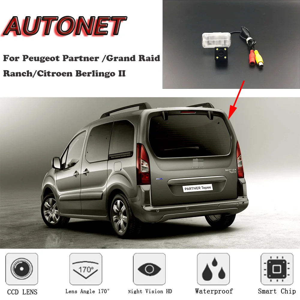 AUTONET HD Night Vision Backup Rear View camera For Peugeot Partner ...