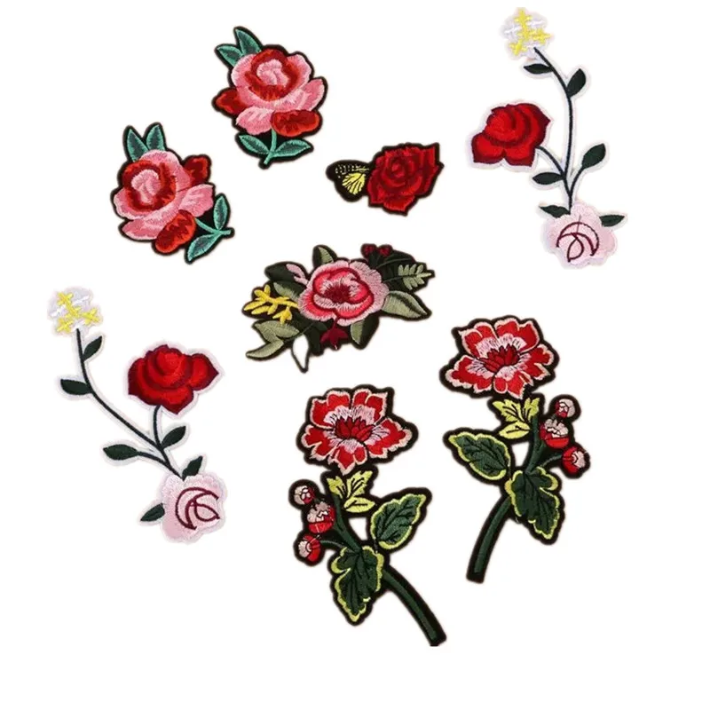 1 Piece Flower Patches Red Rose Embroidered Patch Sew On Iron On Women