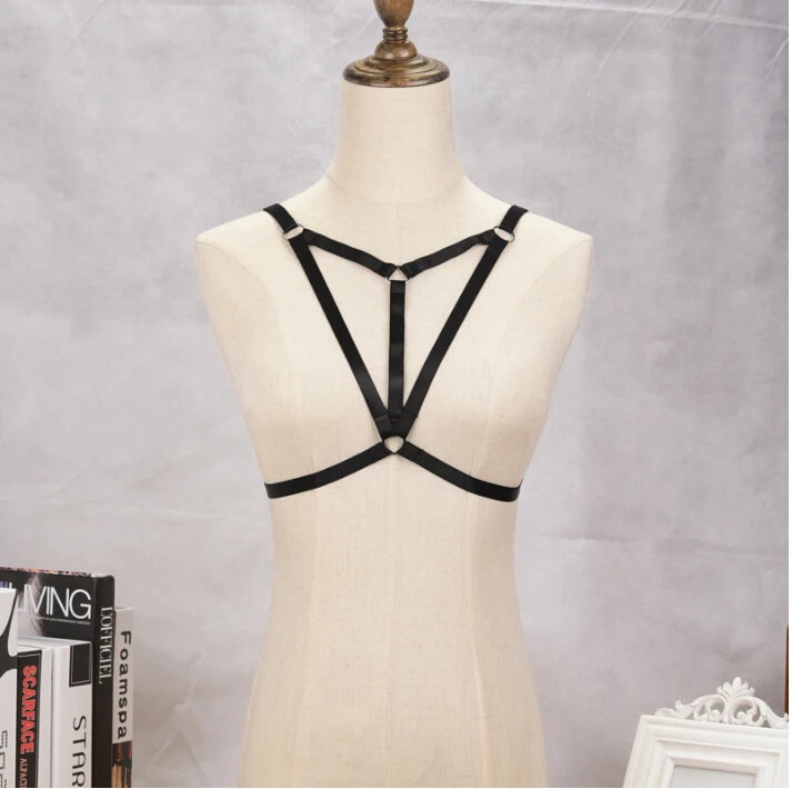 Body Harness Bandage Girl Elastic Bra Straps Cross Bra Crop Top Hollow ...