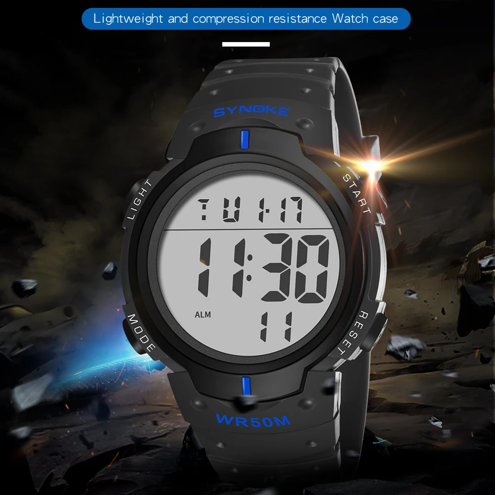 SYNOKE Mens Waterproof Student Watch Explosion Fashion Multi functional ...