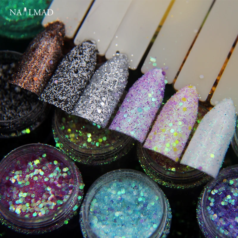 1box Nail Glitter Mixed Sequins Colorful Nail Sparkles Glitter Powder