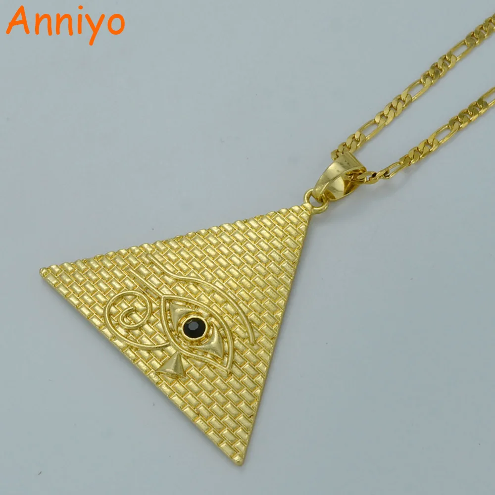 Anniyo Egyptian Pyramid Necklaces For Women Gold Color Egyptians Eye Of
