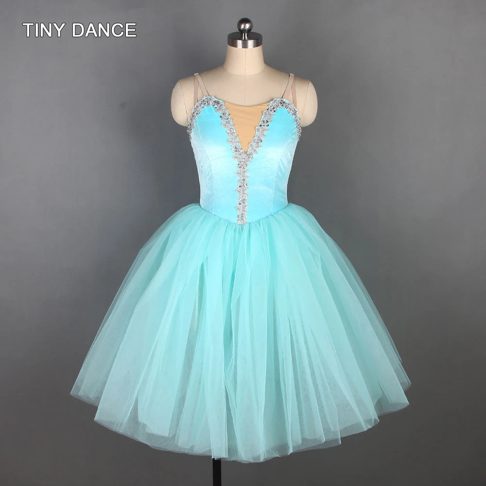 Romantic Length Ballet Dance Tutu Leotard Dress Velvet/spandex Bodice ...