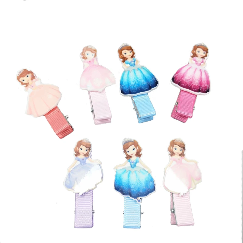 Children Princess Hair Clips Girls Cartoon Hair Pins Handmade Hair ...