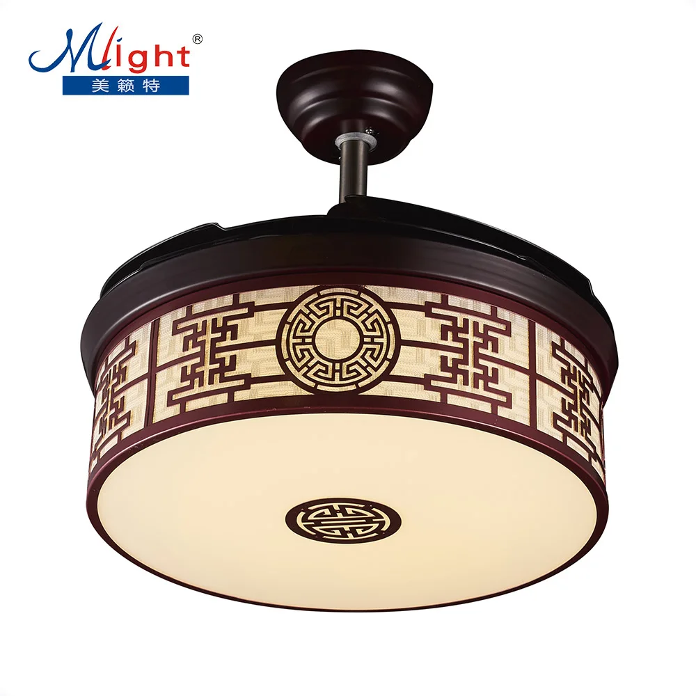 LED Invisible Fan Lamp Chinese Traditional Bedroom Living room Dining ...