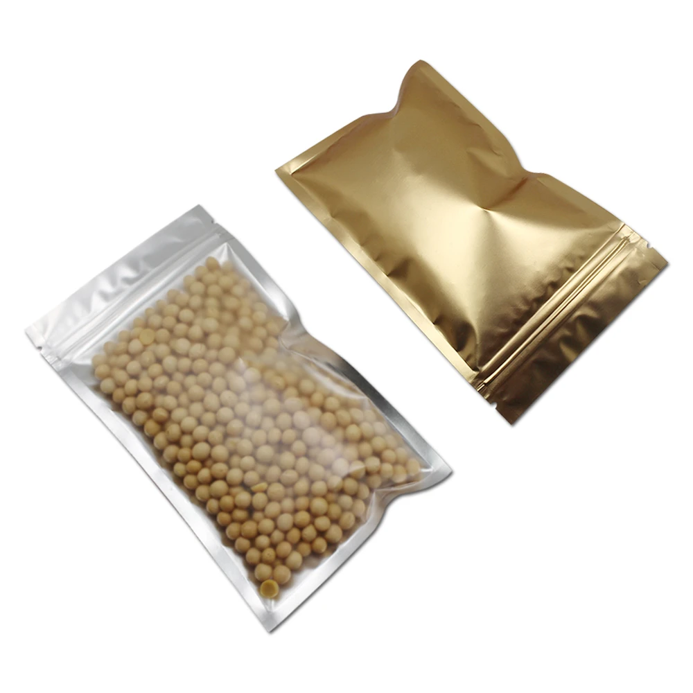 New Style DHL 700Pcs Golden Aluminium Foil Ziplock Bag Reclosable Mylar ...