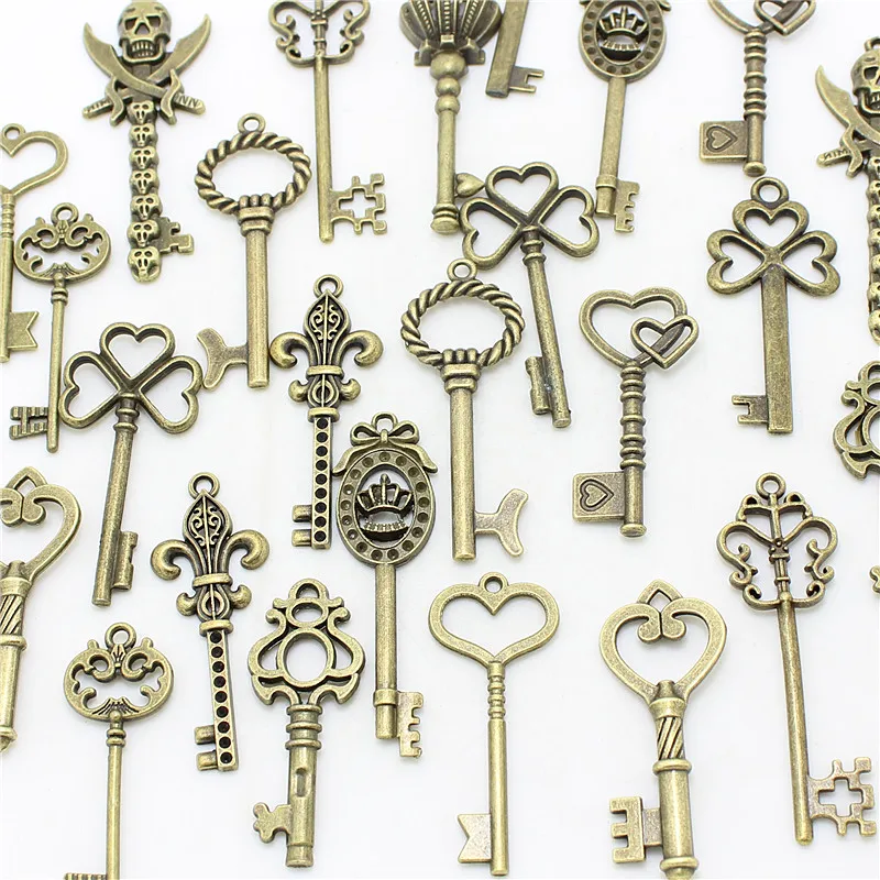 Sweet Bell 30pcs Mixed Antique Bronze Fashion Key Charms Metal Zinc ...