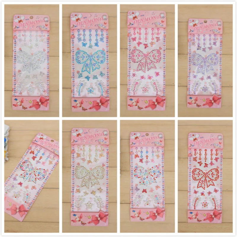 5pcs Crystal Stickers Bowknot Decorative Adhesive For Children Diy ...