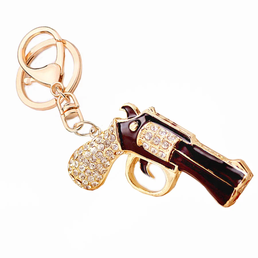 Black Pistol Style Keychain!Fashion Rhinestone Women Bag Pendant ...