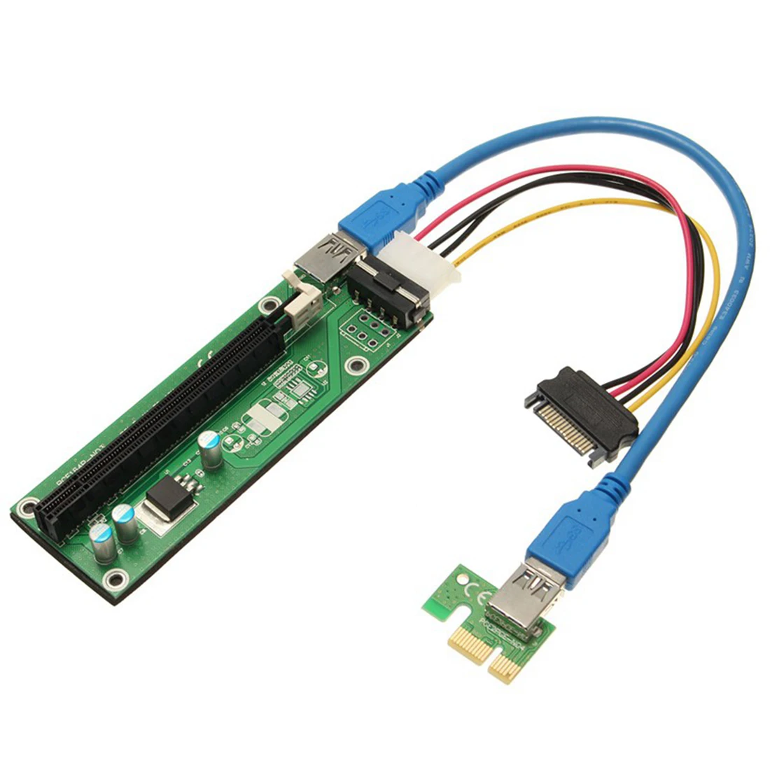 PCI Express PCI E 1x 16x Extender Riser Card USB 3.0 + SATA 15P Cable ...