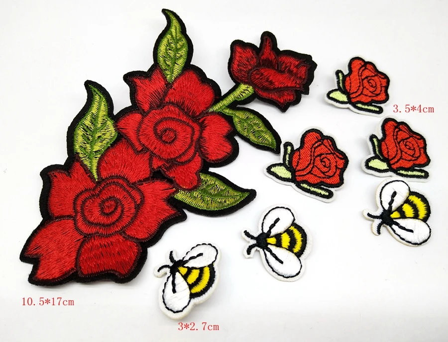 MIX7PCS Iron On Patches Flowers set for Clothing Embroidery lace birds ...
