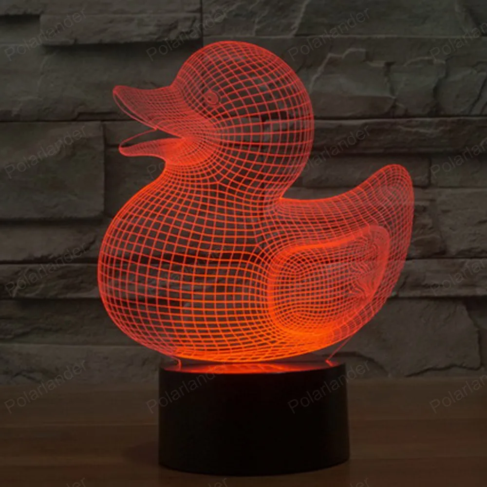 3D lights Duck shape Novetly USB Night Light RGB Changeable LED Table ...