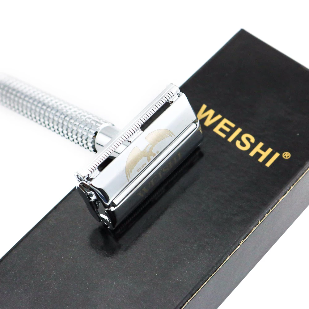 WEISHI Safety Razor Butterfly Double edged Shaving Razor Silvery Gun ...