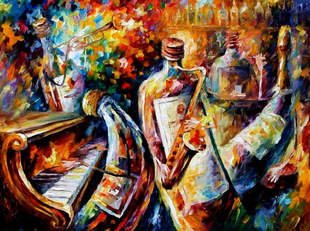 beautiful Painting Home Decor bottle jazz Colorful oil paintings Canvas ...