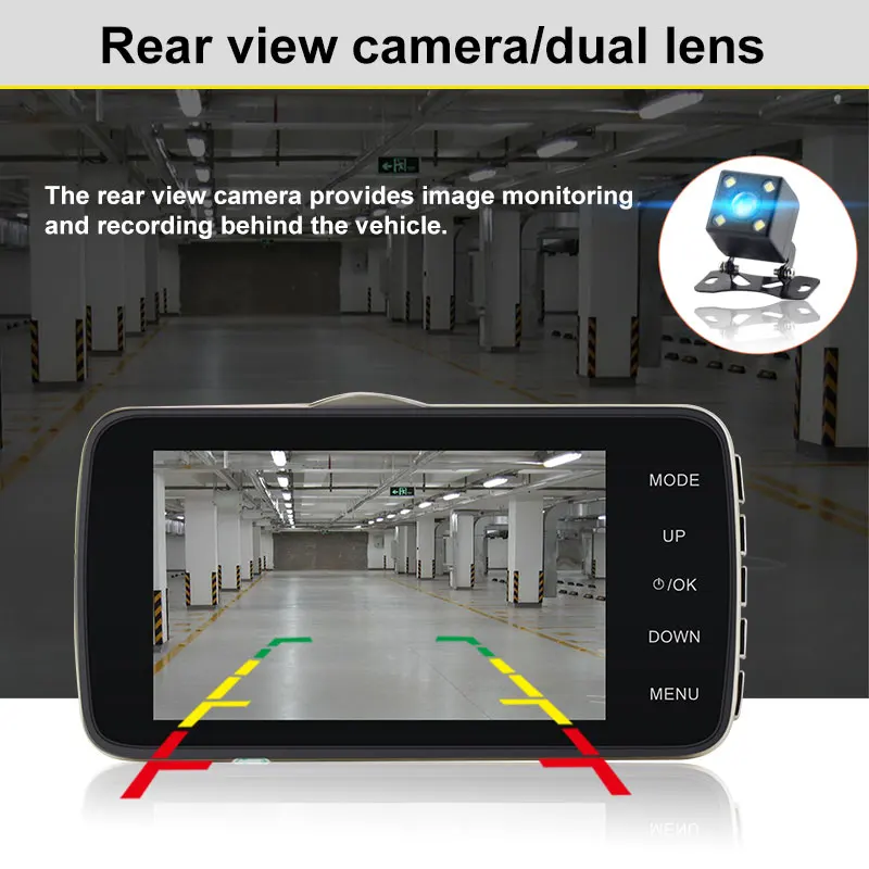 DVR Car Camera 4inch Recorder Parking WDR Dash Cam Full HD 1080P Night ...