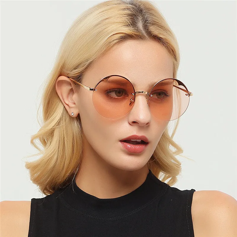 MINCL/ Round Rimless Sunglasses men and Women Vintage Sun Glasses ...