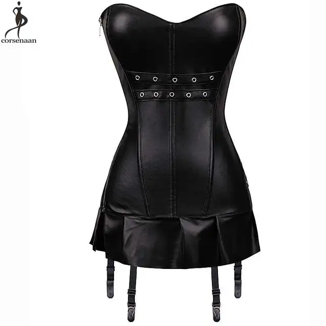 Side Zipper Corset Dress One Piece Corsets Dresses Plastic Boned Korset