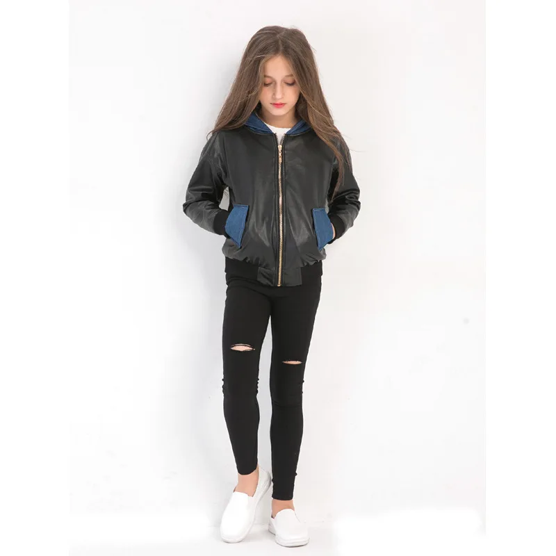 Girls Leather Jacket With Hoodie